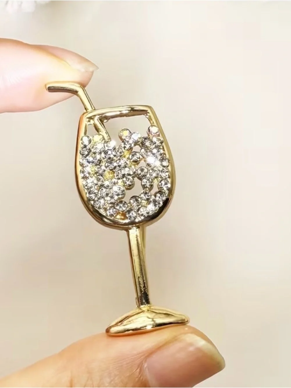 Jewelry | Crystal Wine Glass Brooch Gold Tone | Poshmark